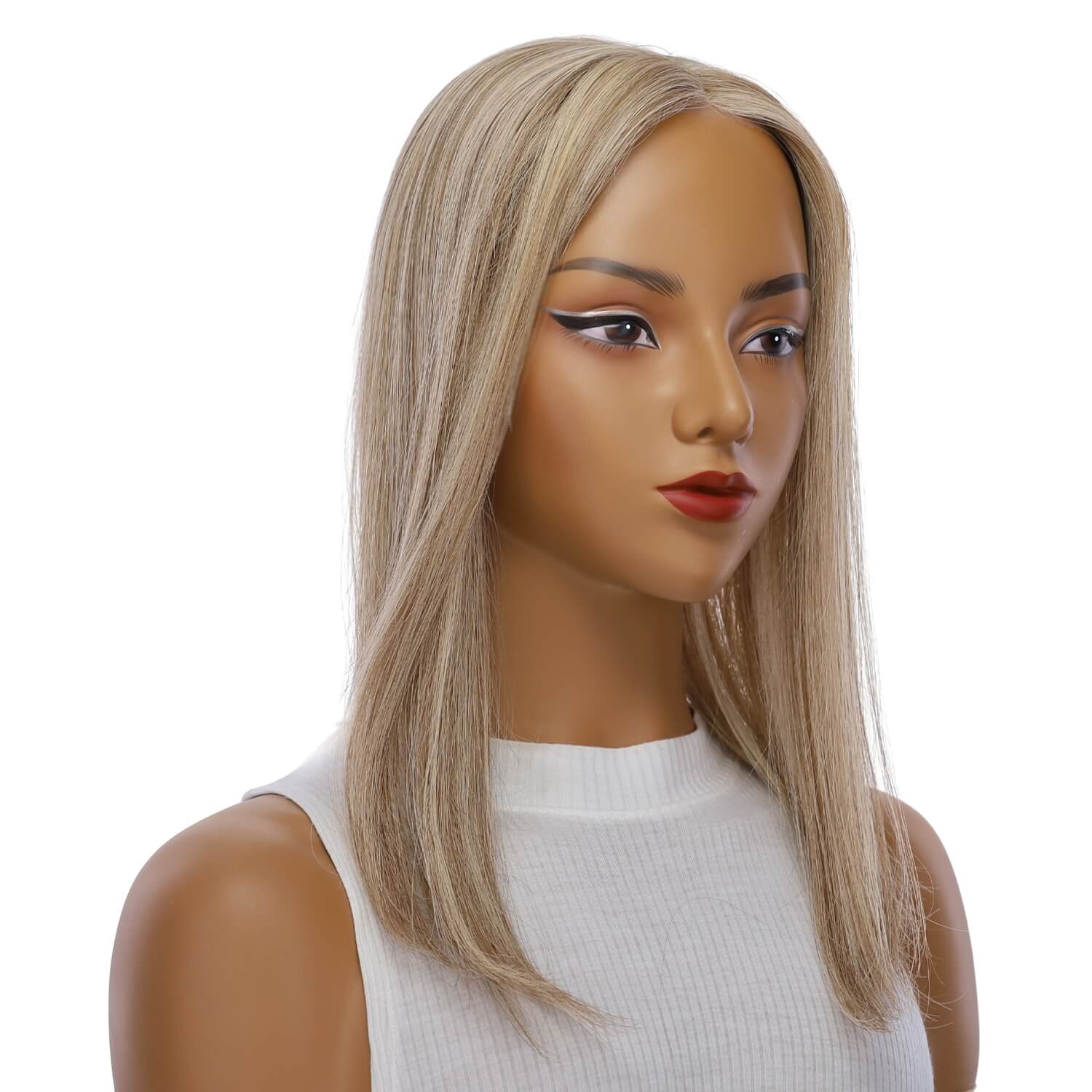 14" Topaz Topper Ashy Blonde w/ Highlights w/ No Rooting – Milano Wigs