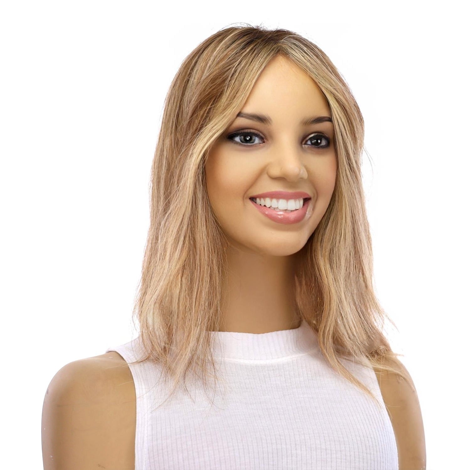 14" Topaz Topper Medium Blonde Highlights Wavy – Milano Wigs