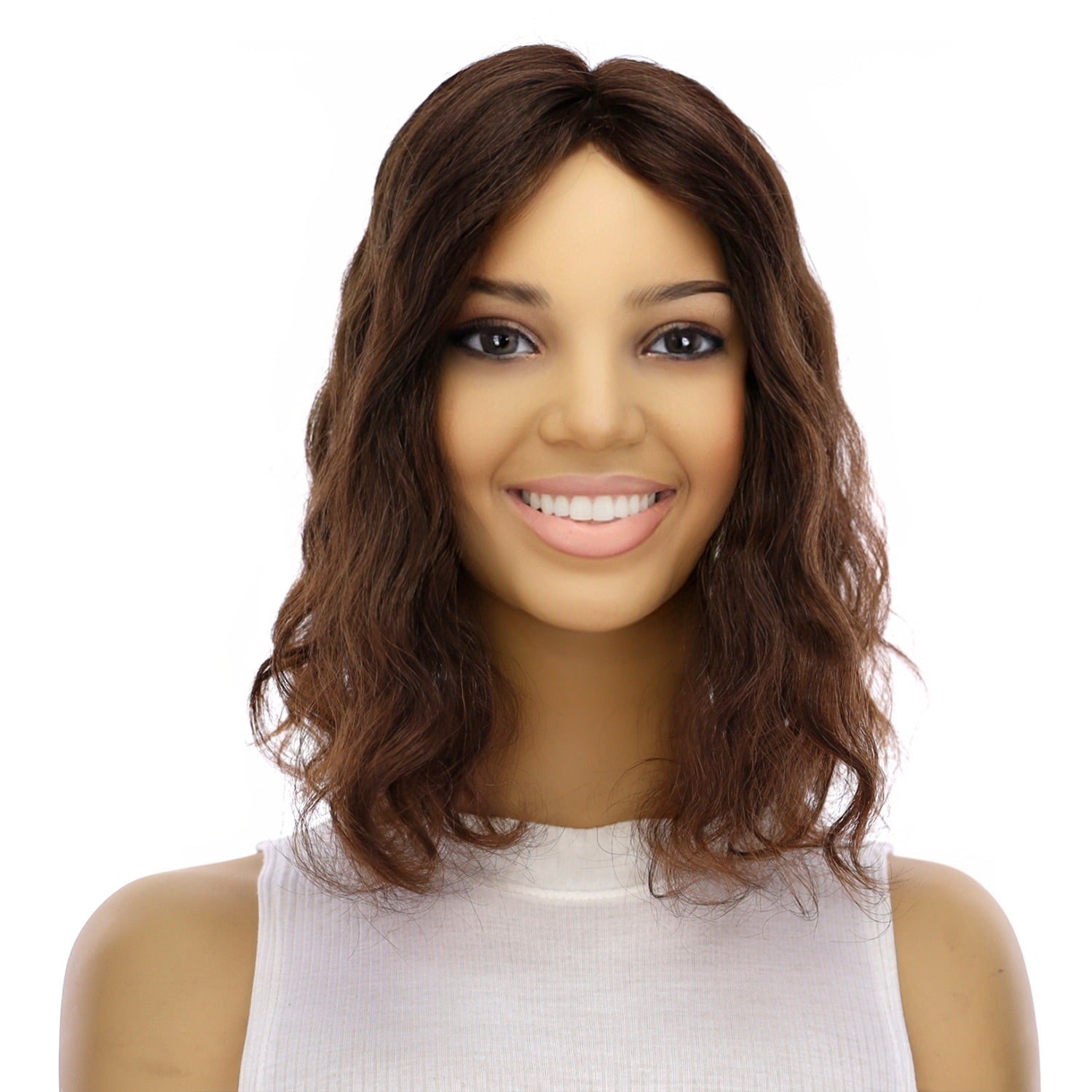 14" Topaz Topper Warm Dark Brown Wavy – Milano Wigs