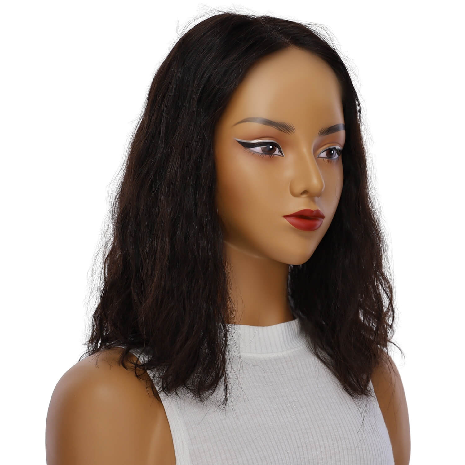 16" Divine Luxe Lace Topper #1B Black Wavy – Milano Wigs