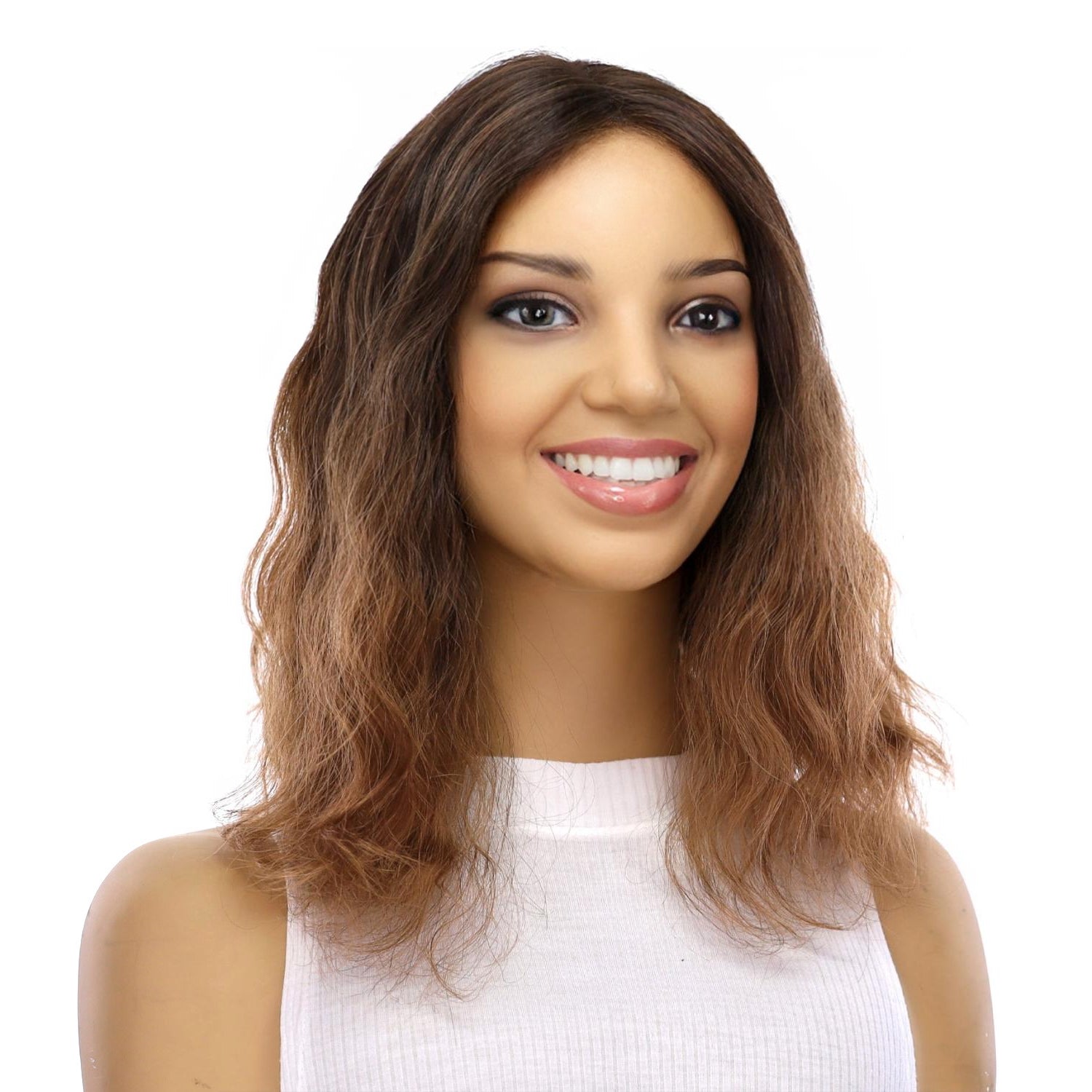 16" Divine Topper Dark Brown Ombre Wavy – Milano Wigs