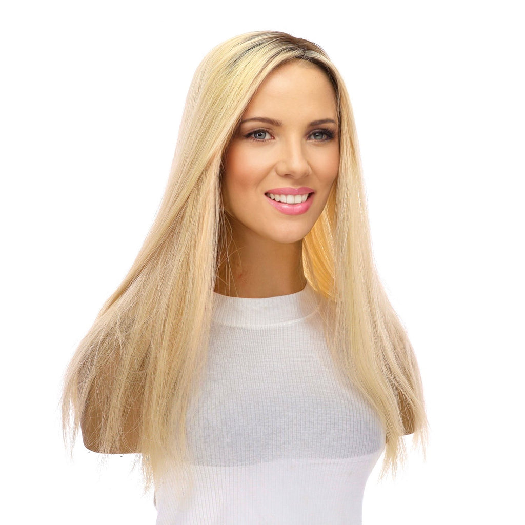 18" Topaz Lace Topper Warm Platinum Blonde – Milano Wigs