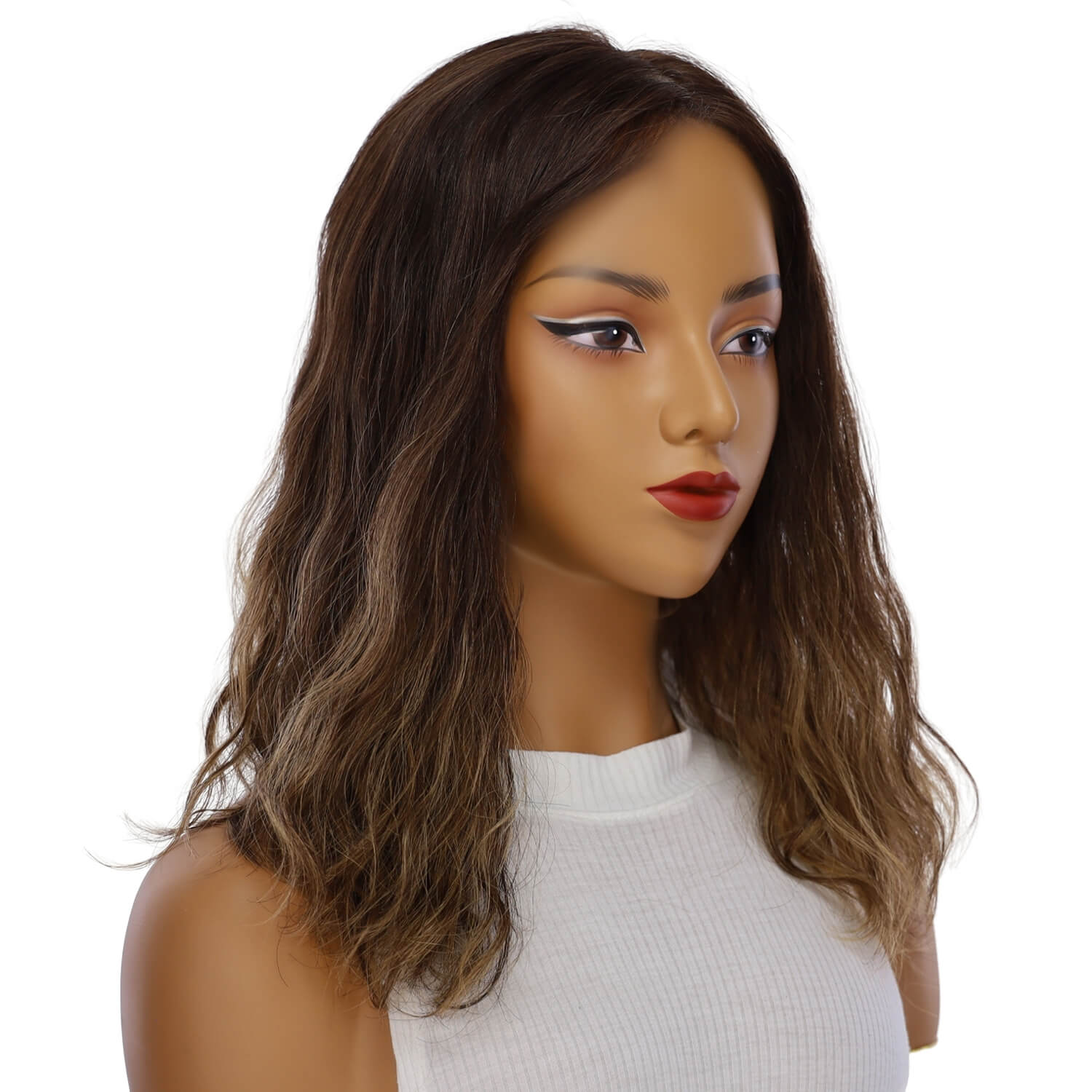 18" Princess Silk Wig Dark Brown Balayage Wavy – Milano Wigs