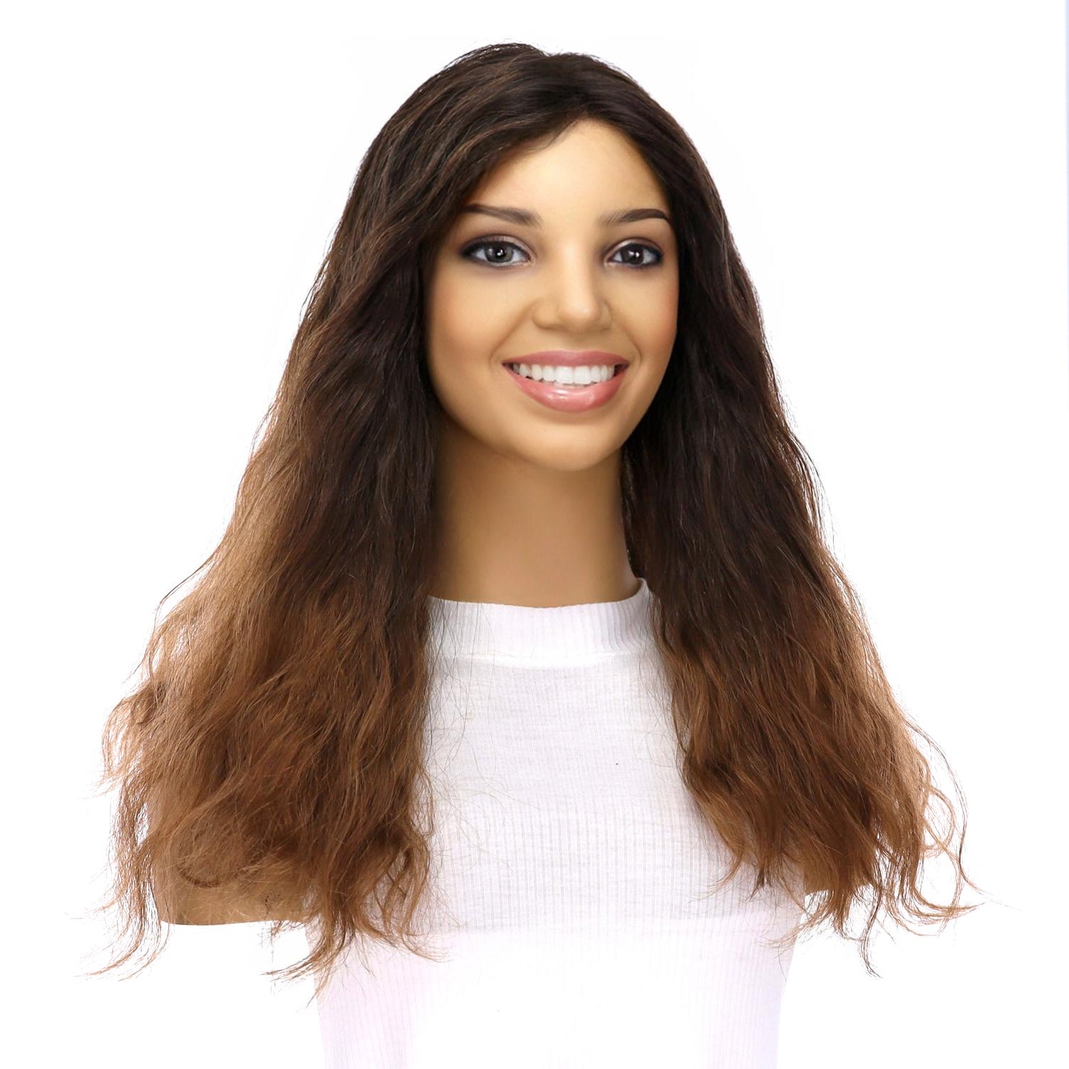 20" Lace Topper Dark Brown Ombre Wavy – Milano Wigs