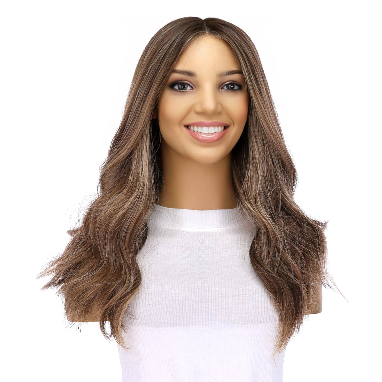 20" Lace Topper Medium Brown w/ Highlights