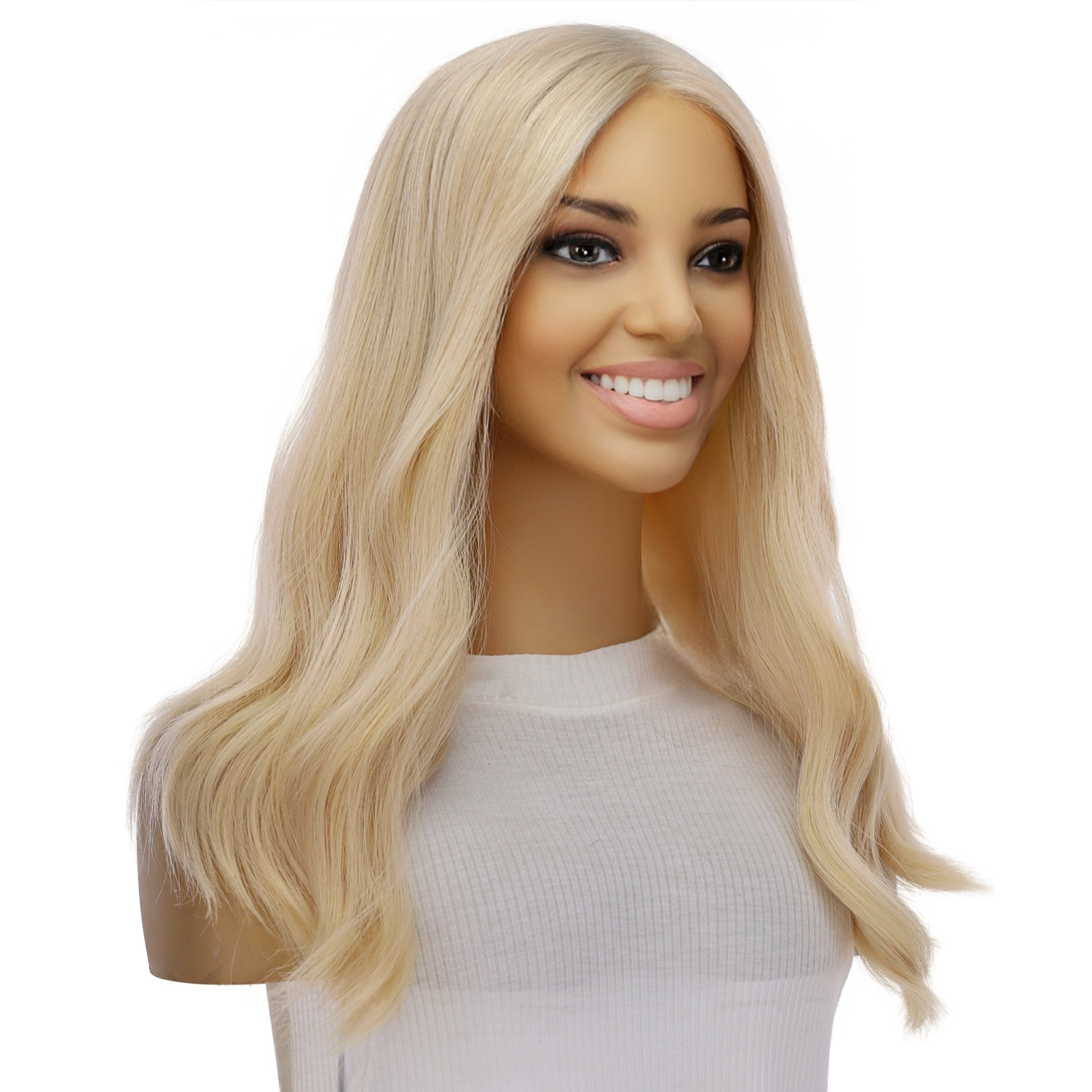 20" Lace Topper Warm Platinum Blonde No Roots