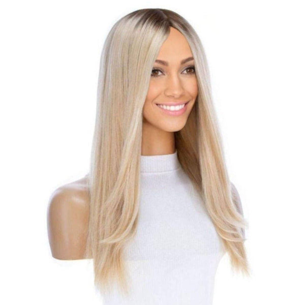 22 Ponytail Silk Part Wig Platinum Blonde